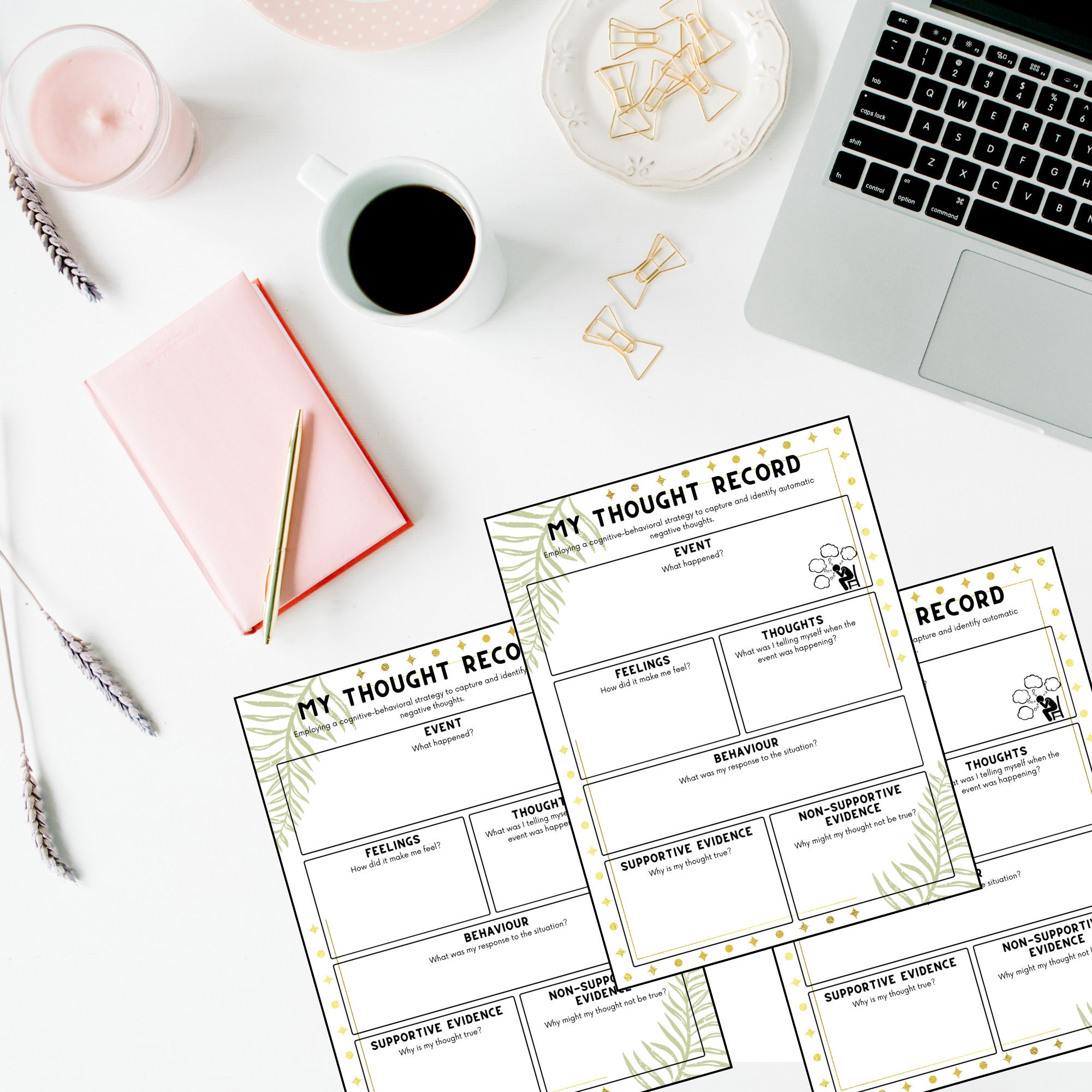 Thought Record, Thought Log, Thought Tracker, Thought Journal, Mental ...