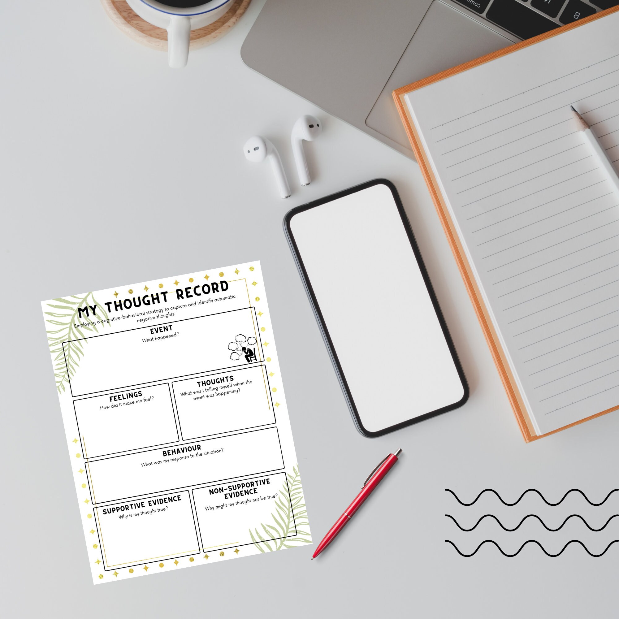 Thought Record: CBT & DBT Worksheet (PDF) - Etsy