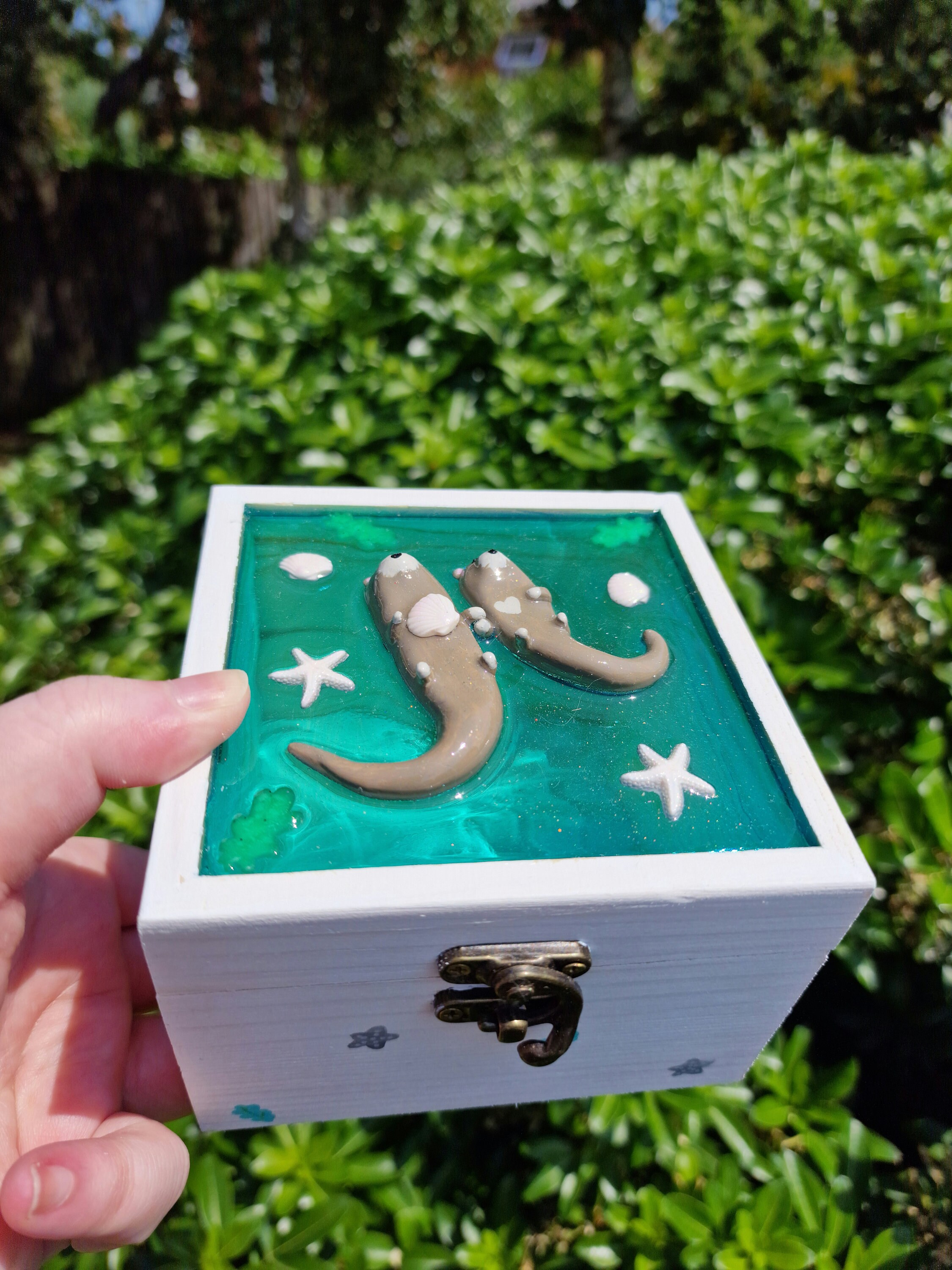 Otter Wooden Blue Water Trinket Box Jewellery Box Gift - Etsy UK