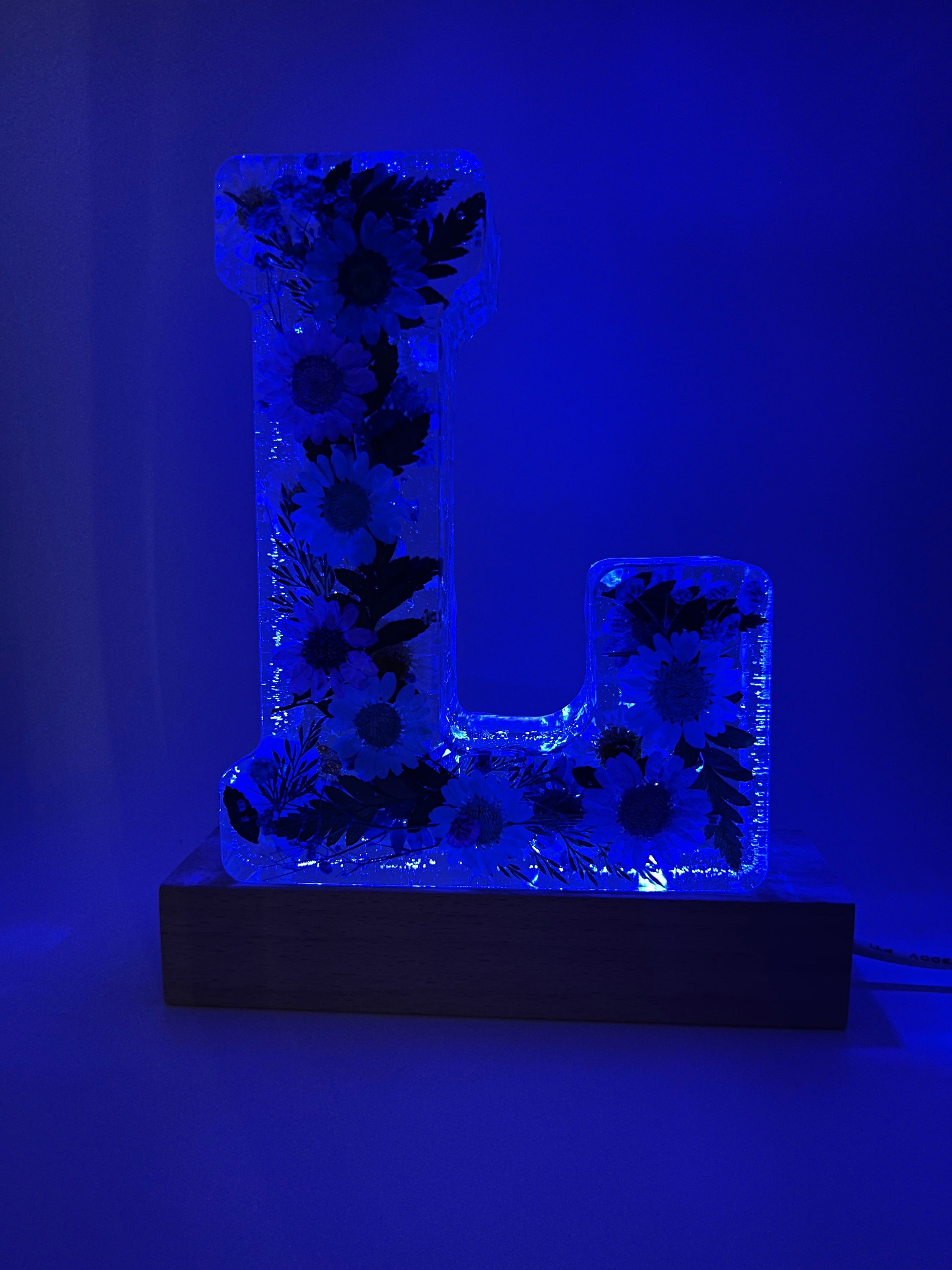 Floral Resin Letter Lamp: Personalized LED Night Light - Etsy