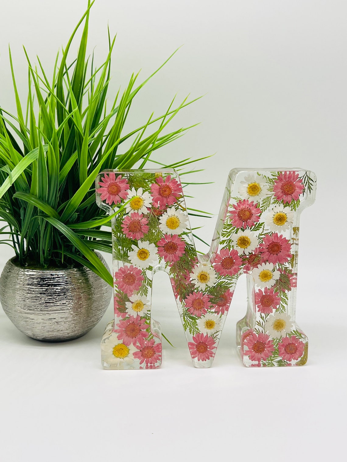 Floral Resin Letter Lamp: Personalized LED Night Light - Etsy