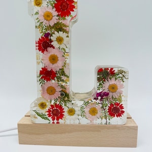Floral Resin Letter Lamp: Personalized LED Night Light - Etsy