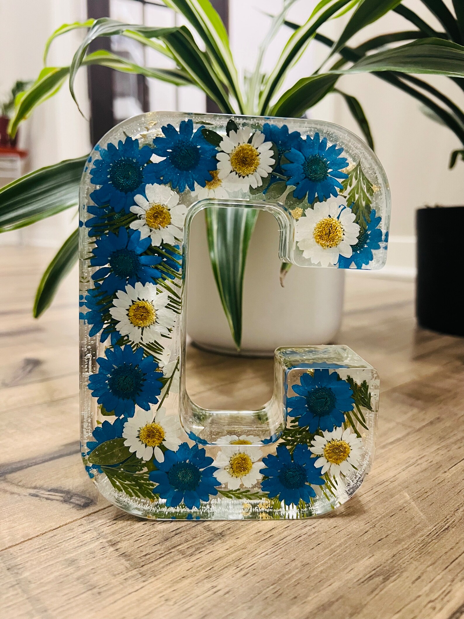 Floral Resin Letter Lamp: Personalized LED Night Light - Etsy
