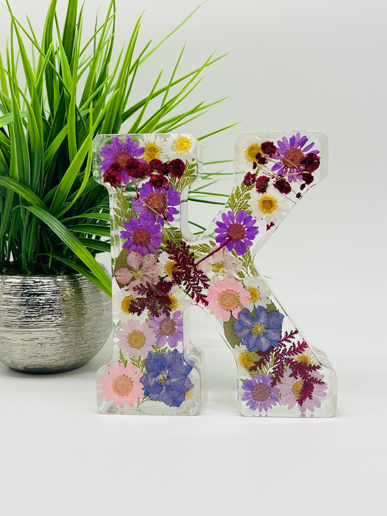 Floral Resin Letter Lamp: Personalized LED Night Light - Etsy