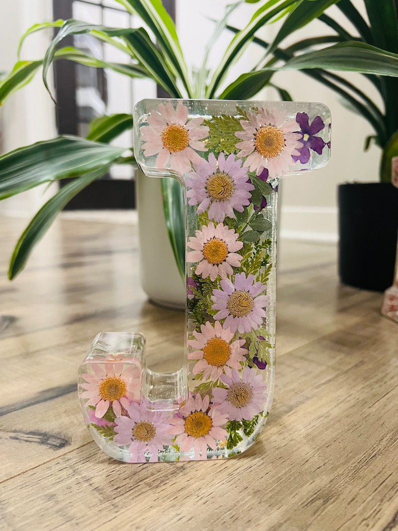 Resin Alphabet Lamp, Floral Alphabet, Personalized Resin Letter, Custom ...