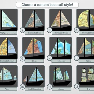 Sailboat Personalized Map Art Custom Sailing Gift Choose - Etsy
