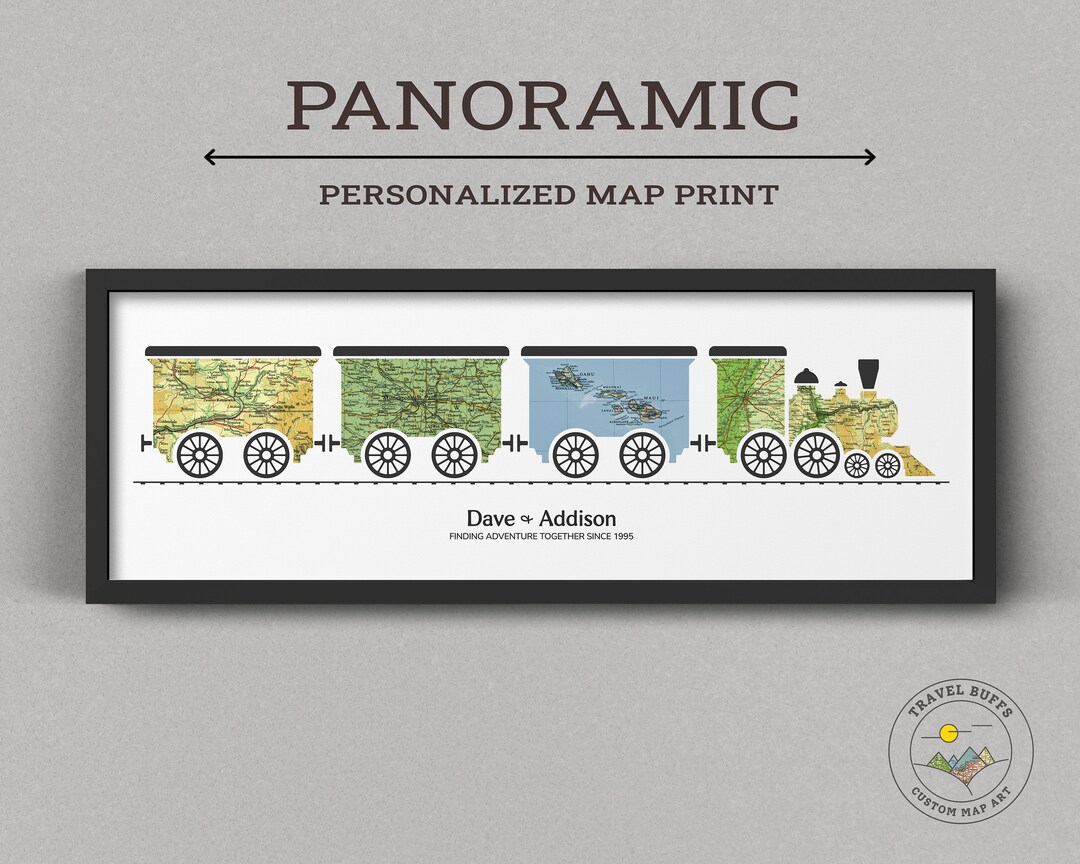 Custom Panoramic Train Journey Map Art Print personalized - Etsy