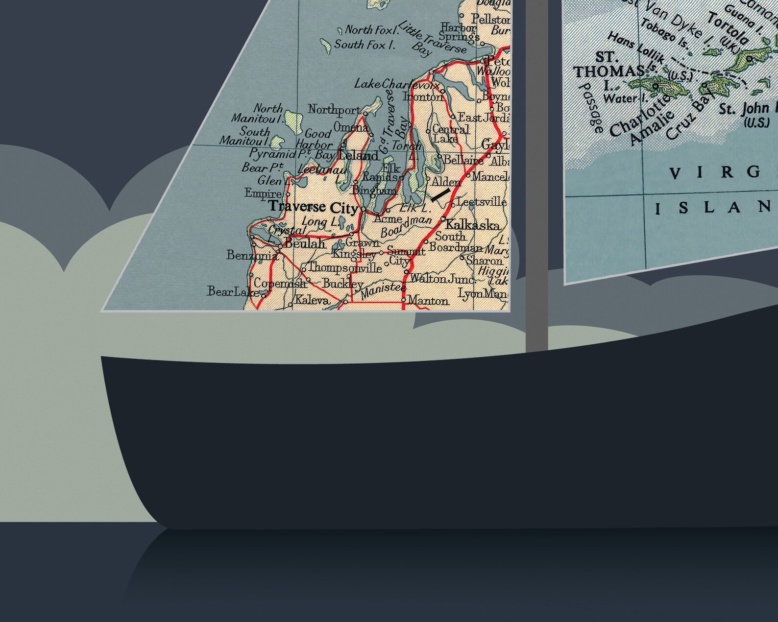 Sailboat Personalized Map Art Custom Sailing Gift Choose - Etsy