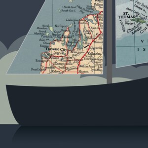 Sailboat Personalized Map Art Custom Sailing Gift Choose - Etsy