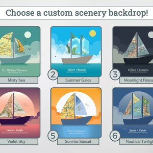 Sailboat Personalized Map Art Custom Sailing Gift Choose - Etsy