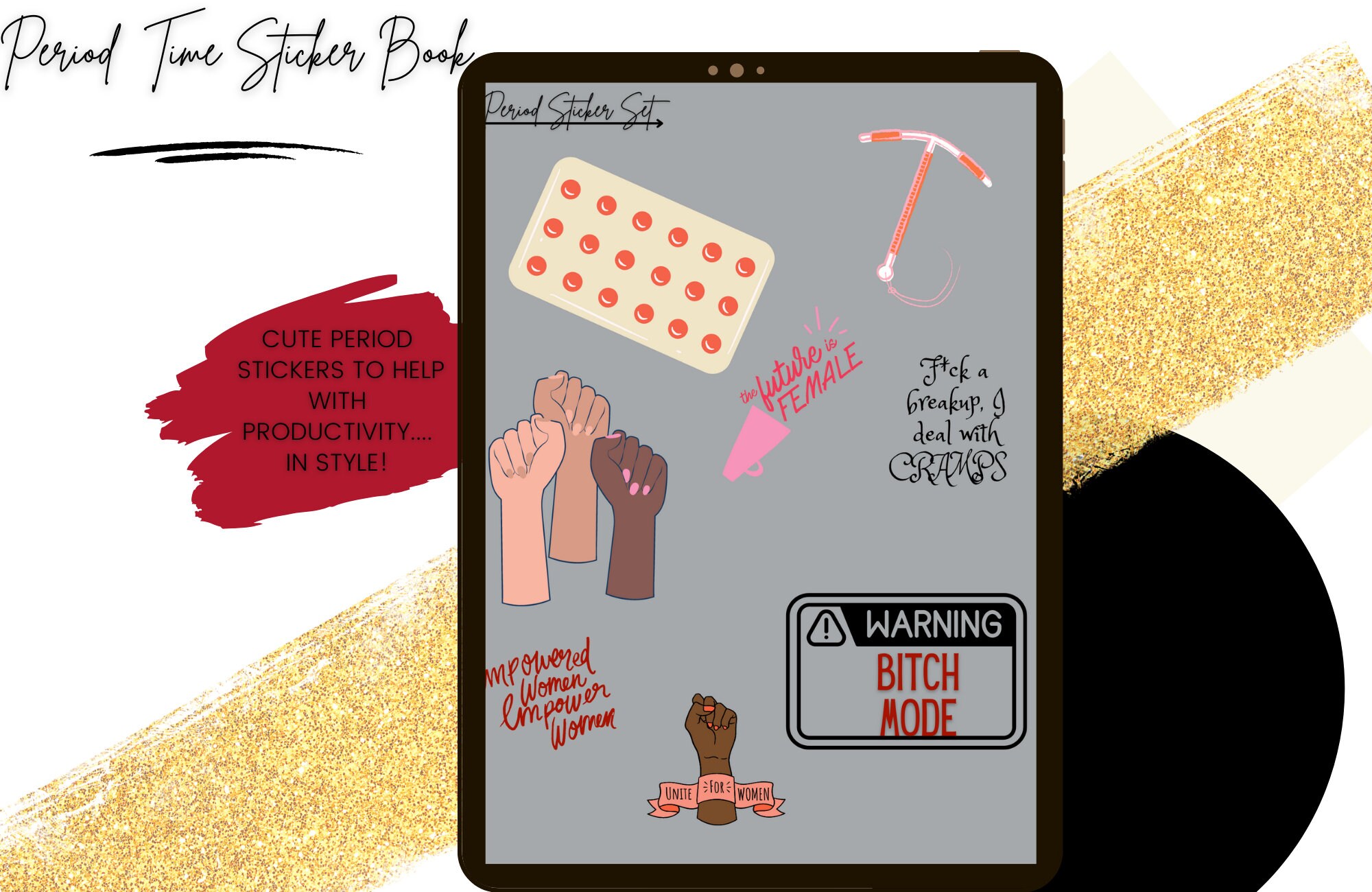 Black Girl Digital Planner Stickers Period Stickers Digital Sticker ...