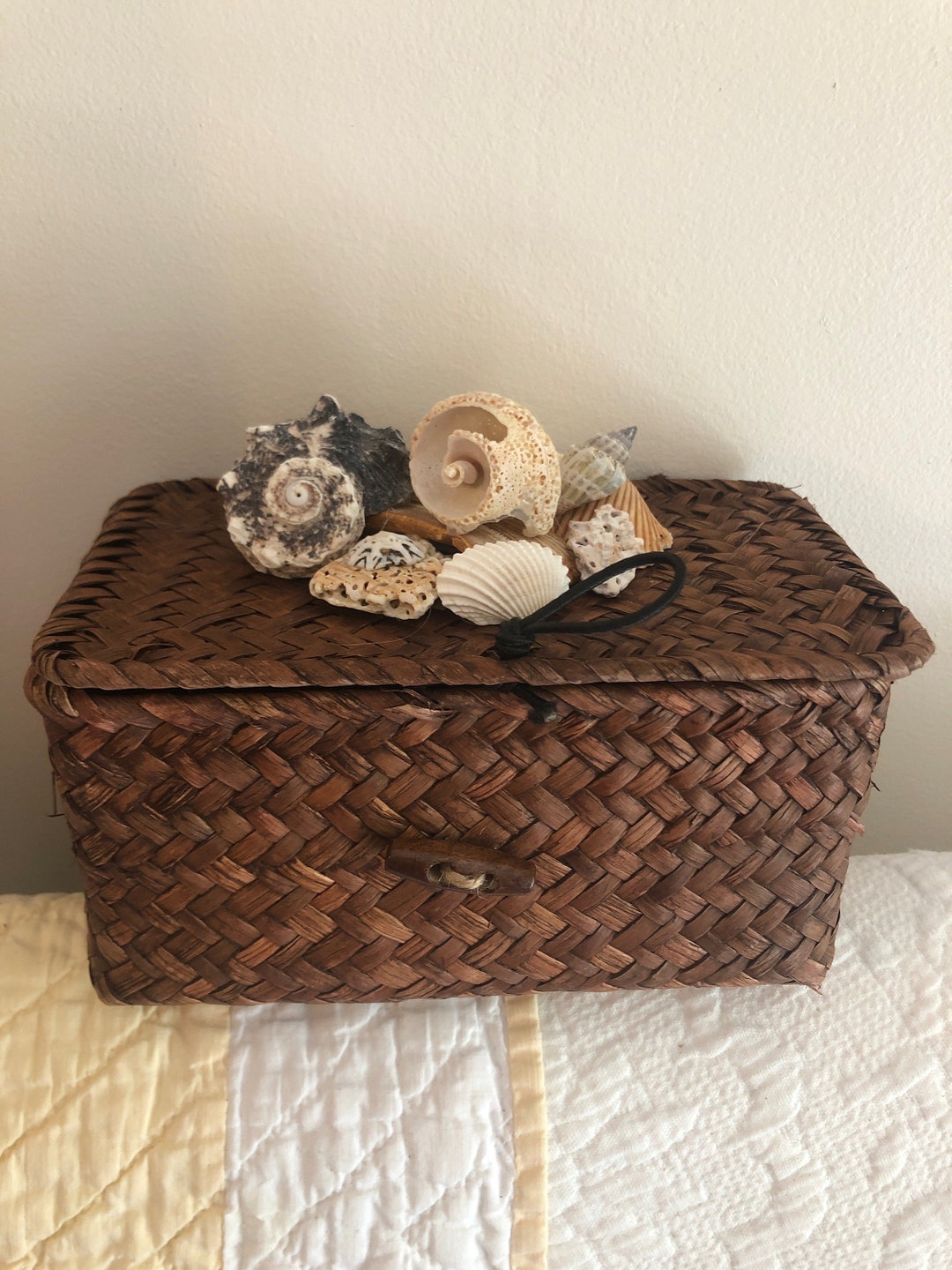 Woven Seashell Trinket Box,handmade Nautical Decor - Etsy