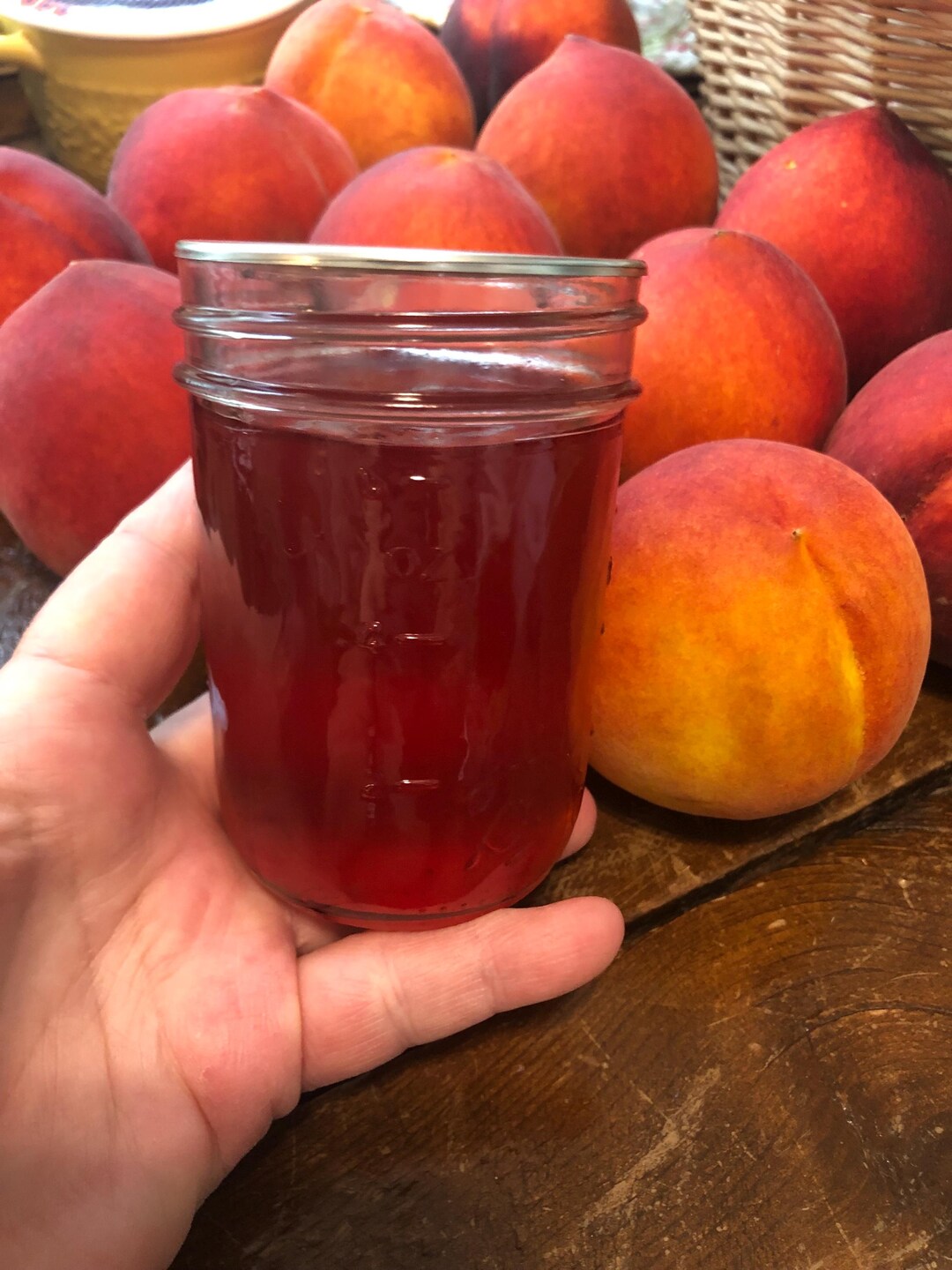 Peach Jelly Old Fashioned Homemade Juice Mason Jar Preserved Jam Jelly ...