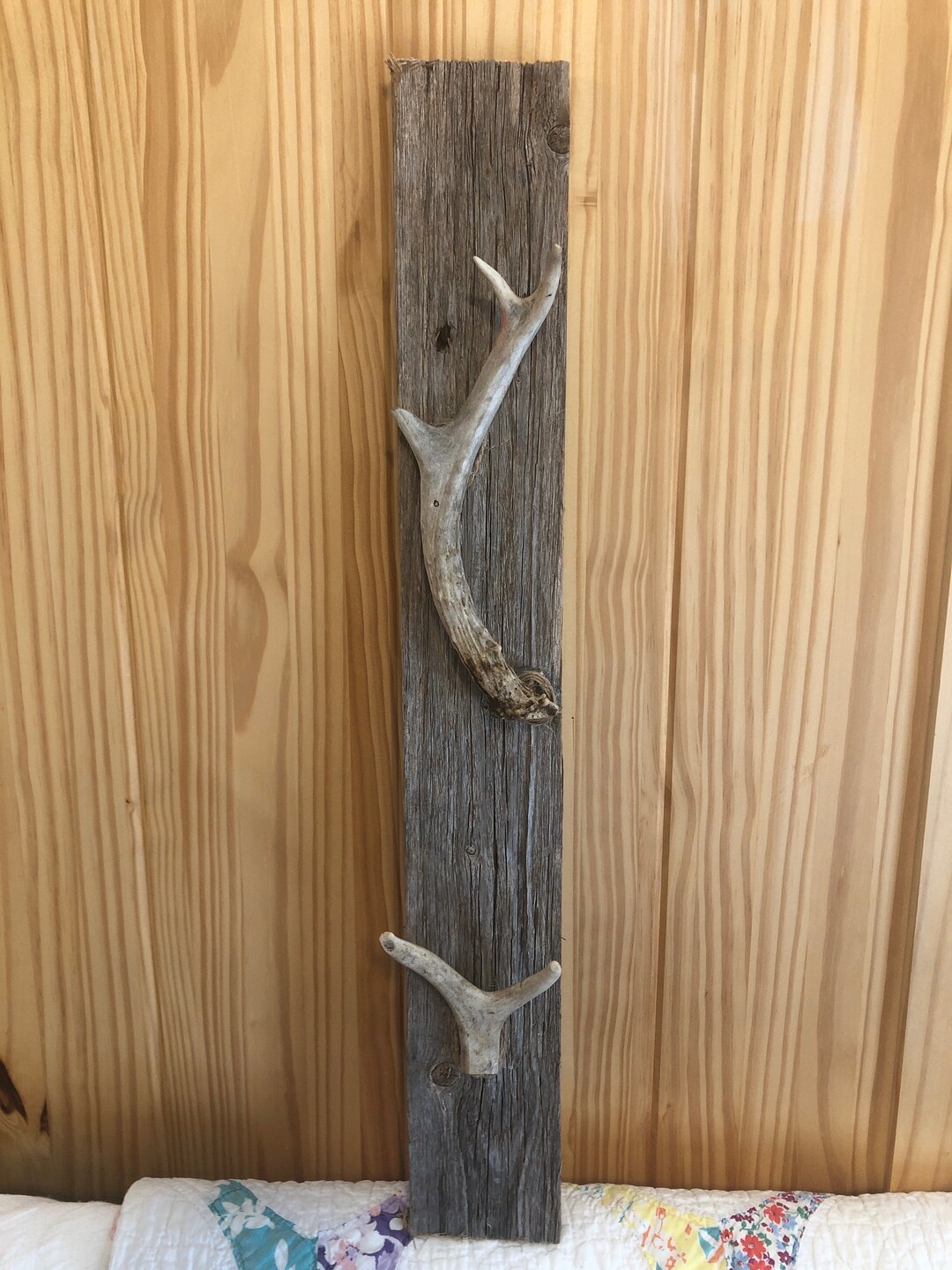 Antler Hat Rack 24" X 3.5" Real Whitetail Deer Antler Hat Coat Key Rack ...