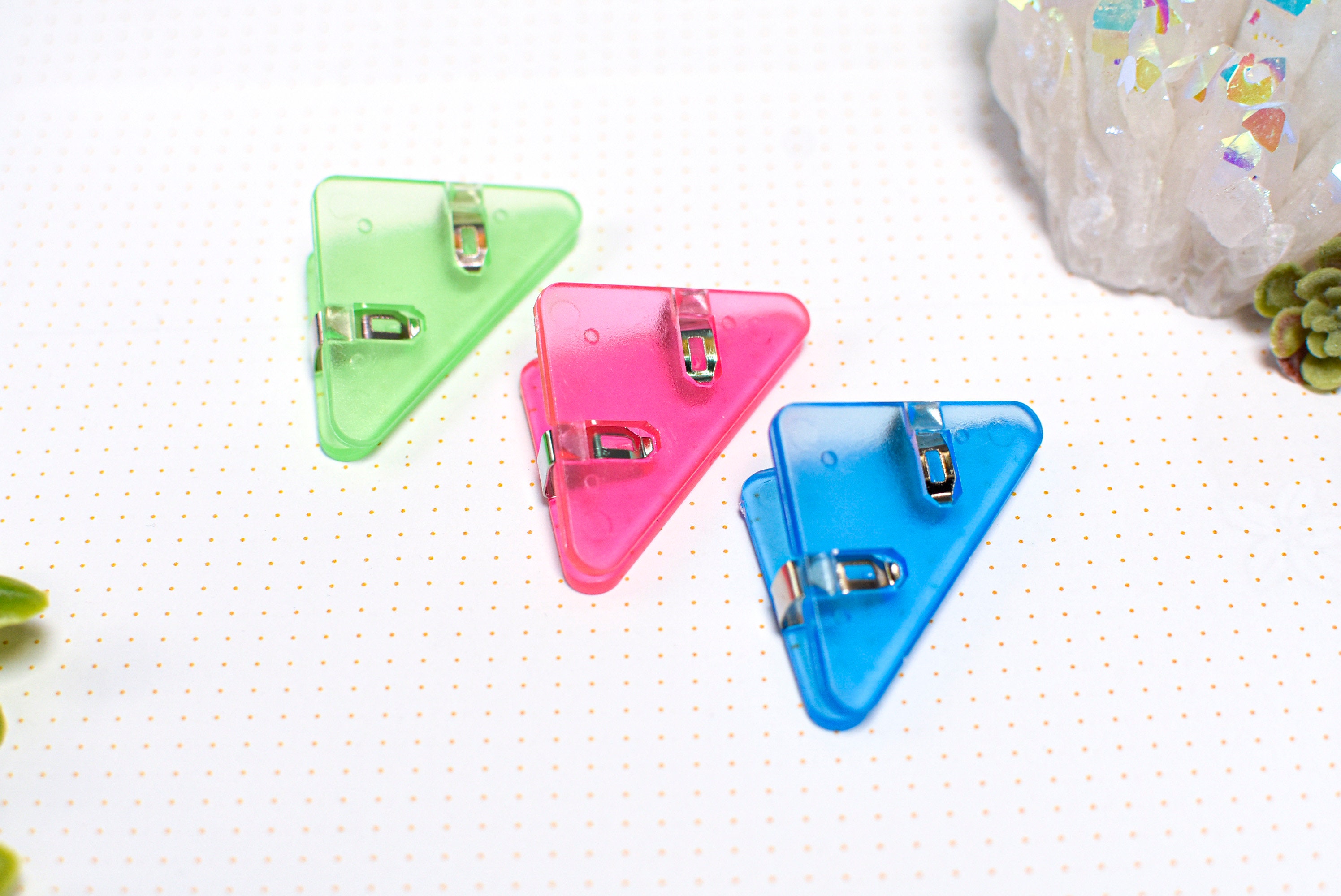 Triangle Corner Paper Clips 3-pack, Bright Binder Clip for Planners ...