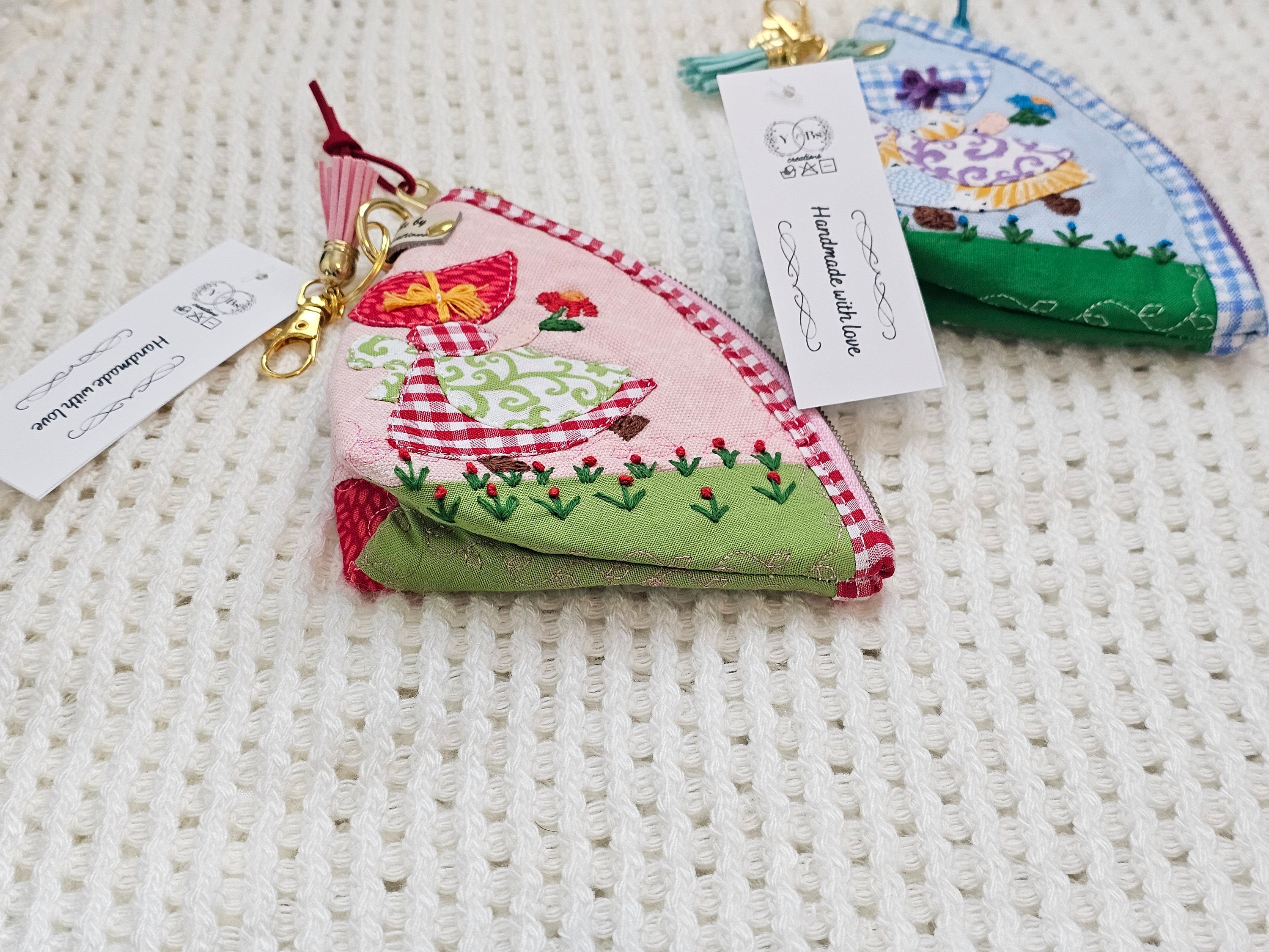 Wedge Shaped Quilted Pouches | Applique and Embroidered Details ...