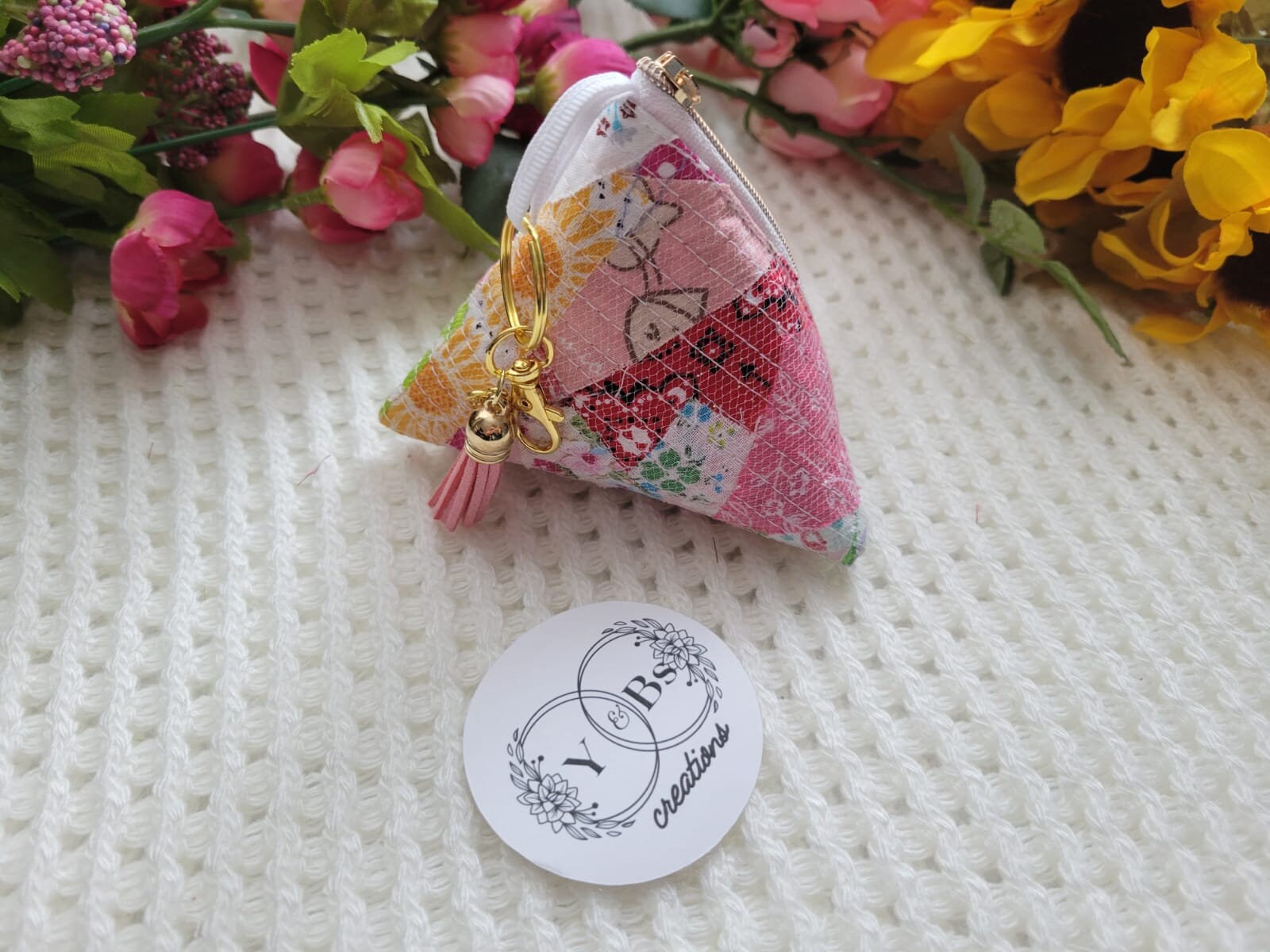 Triangle Patchwork Quilted Small Pouch Keychain Pouch - Etsy