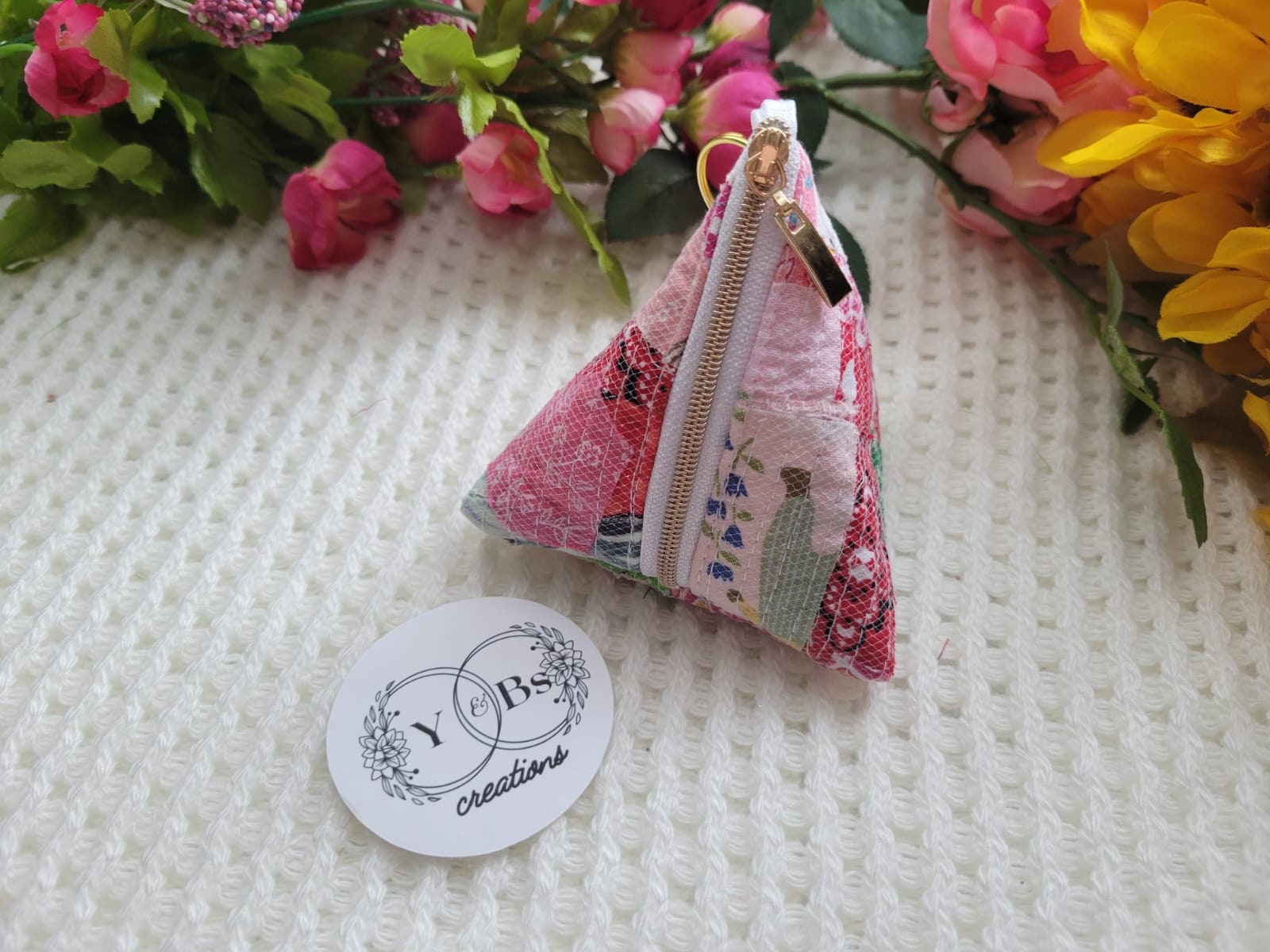 Triangle Patchwork Quilted Small Pouch Keychain Pouch - Etsy