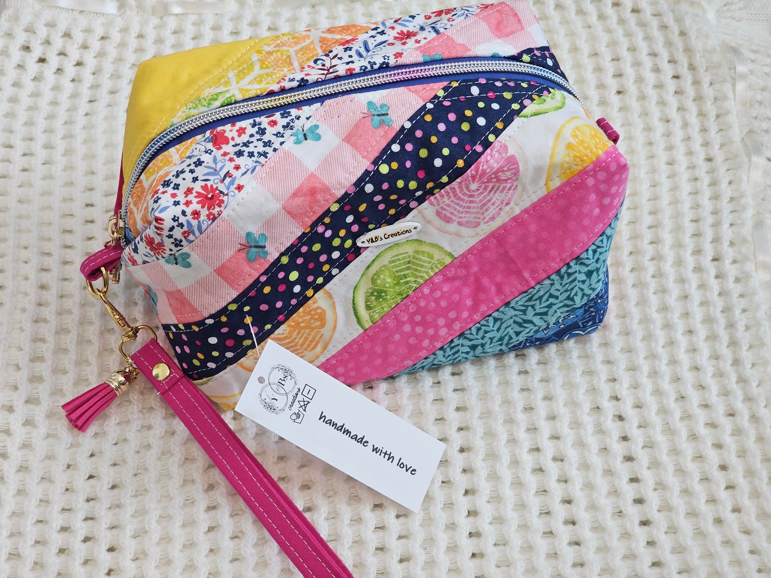 Quilted Patchwork Large Box Pouch | Pencil Zipper Bag | Handmade Bag ...
