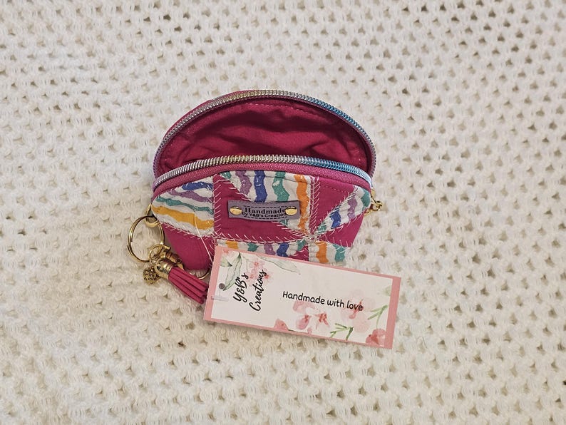 Patchwork Quilted Small Conch Pouch | Keychain Pouch | Accessory - Etsy