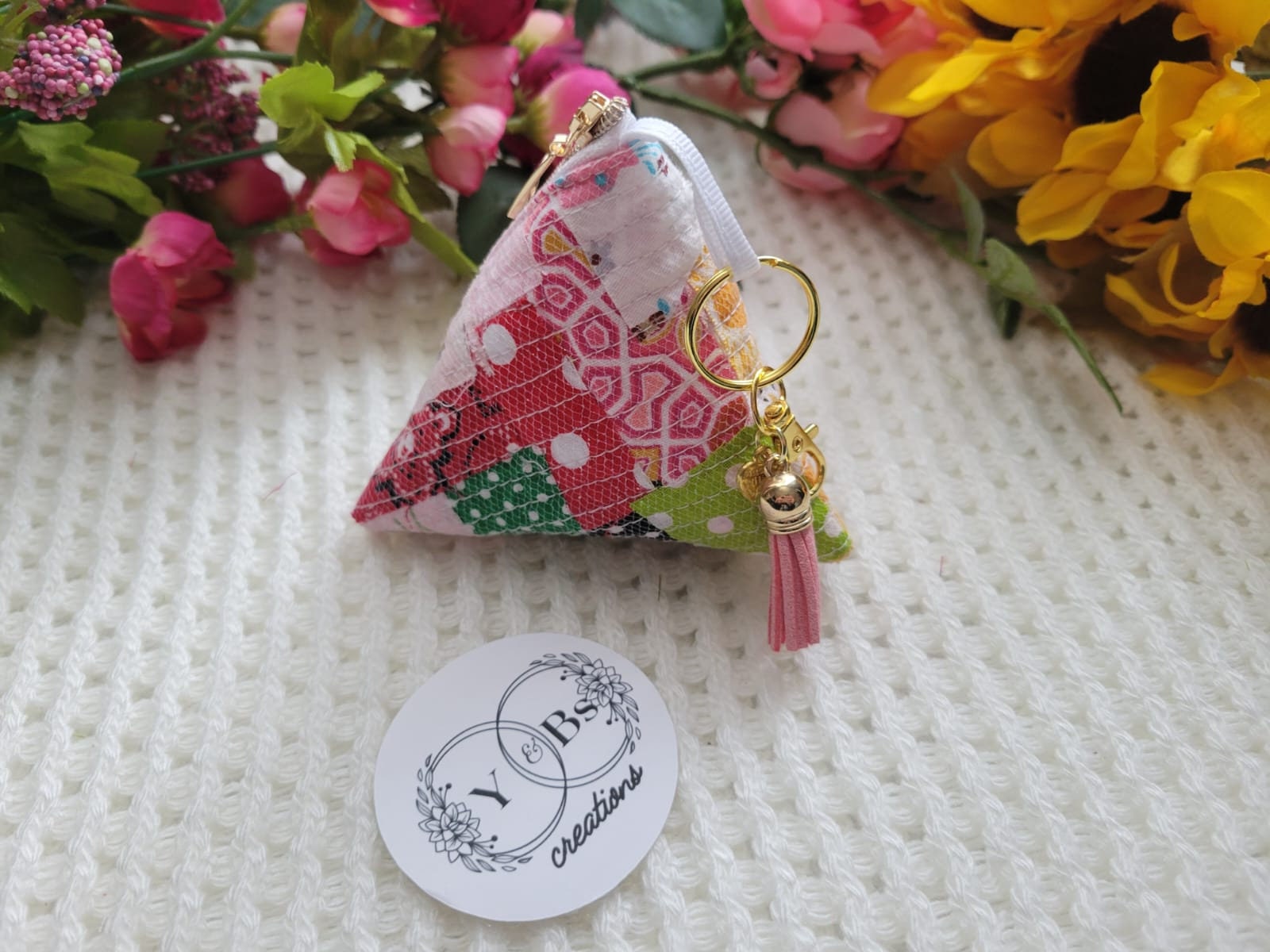 Triangle Patchwork Quilted Small Pouch Keychain Pouch - Etsy