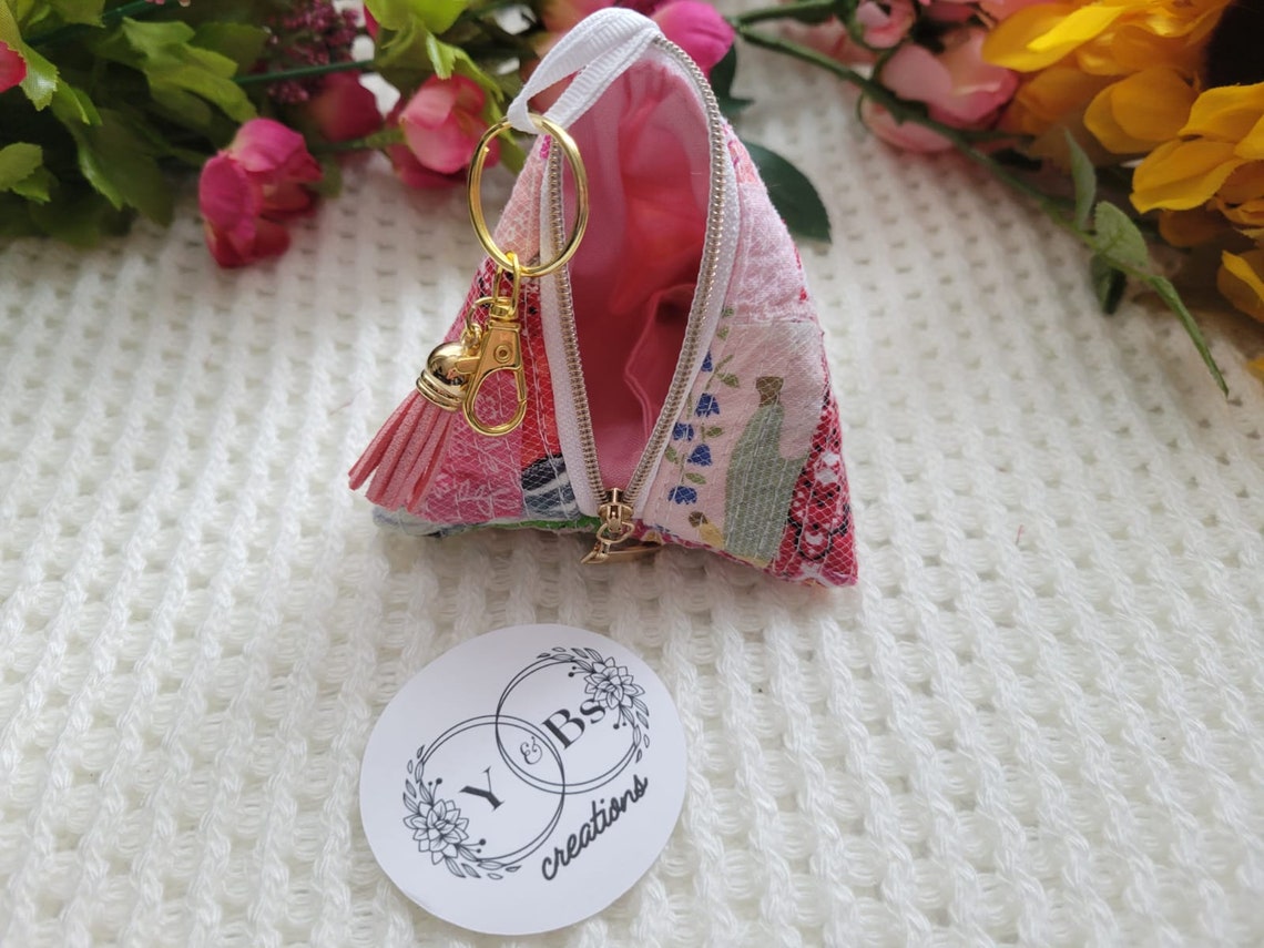 Triangle Patchwork Quilted Small Pouch Keychain Pouch - Etsy