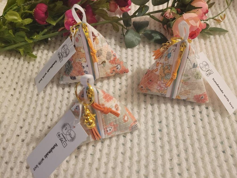 Triangle Patchwork Quilted Small Pouch Keychain Pouch - Etsy