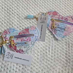 Heart Patchwork Quilted Small Pouch | Small Keychain Coin/earbud Pouch ...