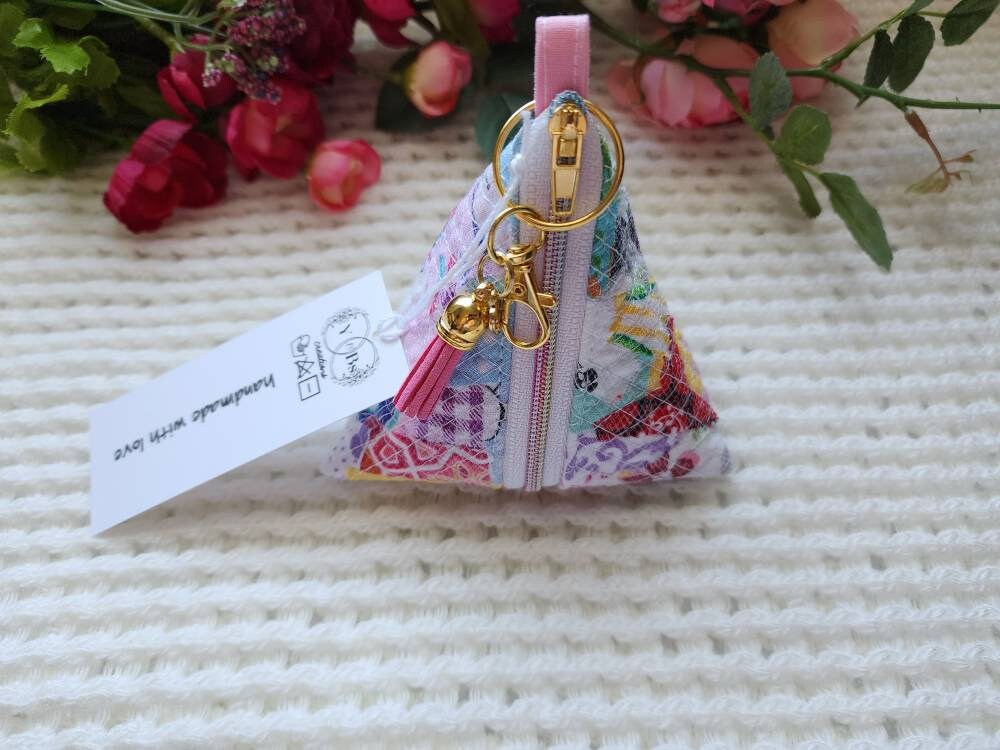Triangle Patchwork Quilted Small Pouch Keychain Pouch - Etsy