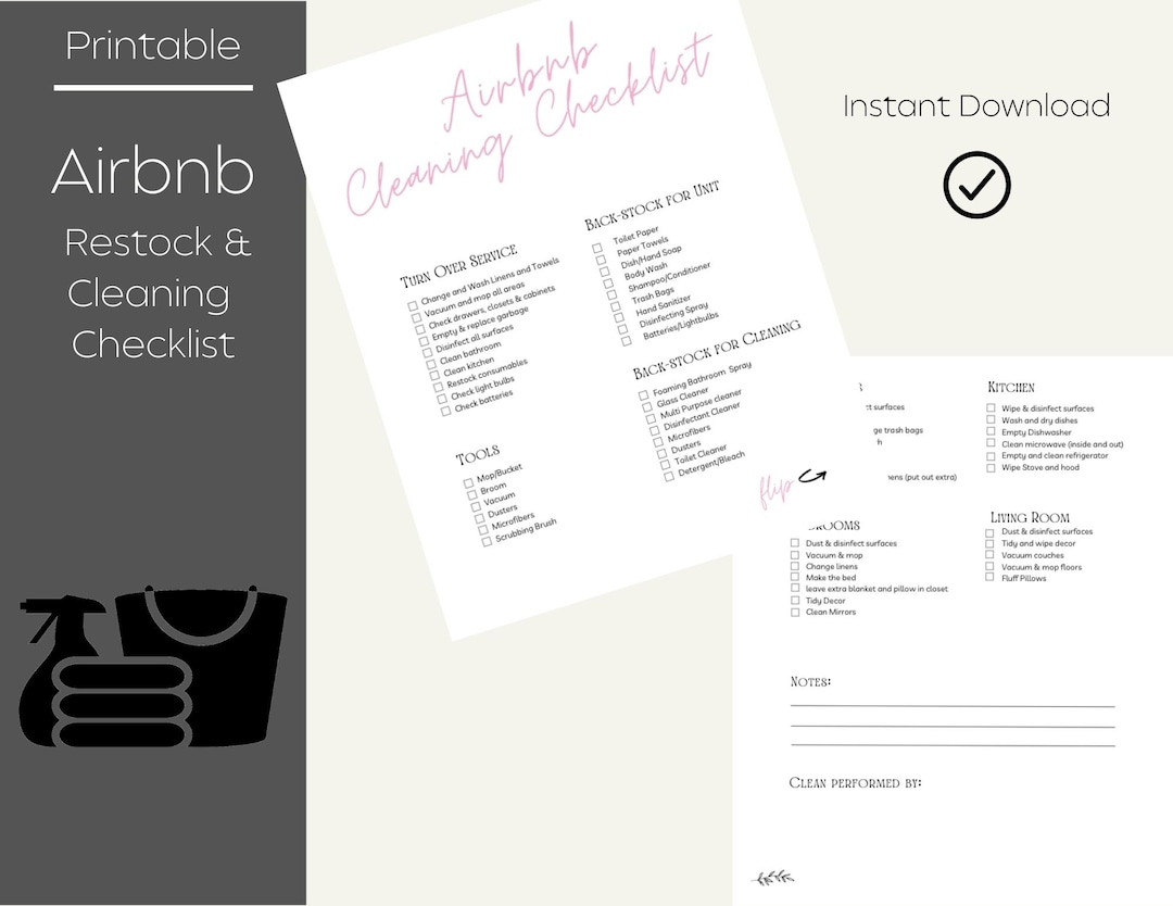 Printable Airbnb Cleaning and Restock Checklist - Etsy