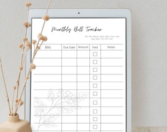 Bill Tracker Template - Etsy