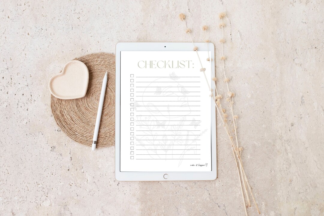 Digital Checklist Template | Task Checklist | Blank Checklist | Simple ...