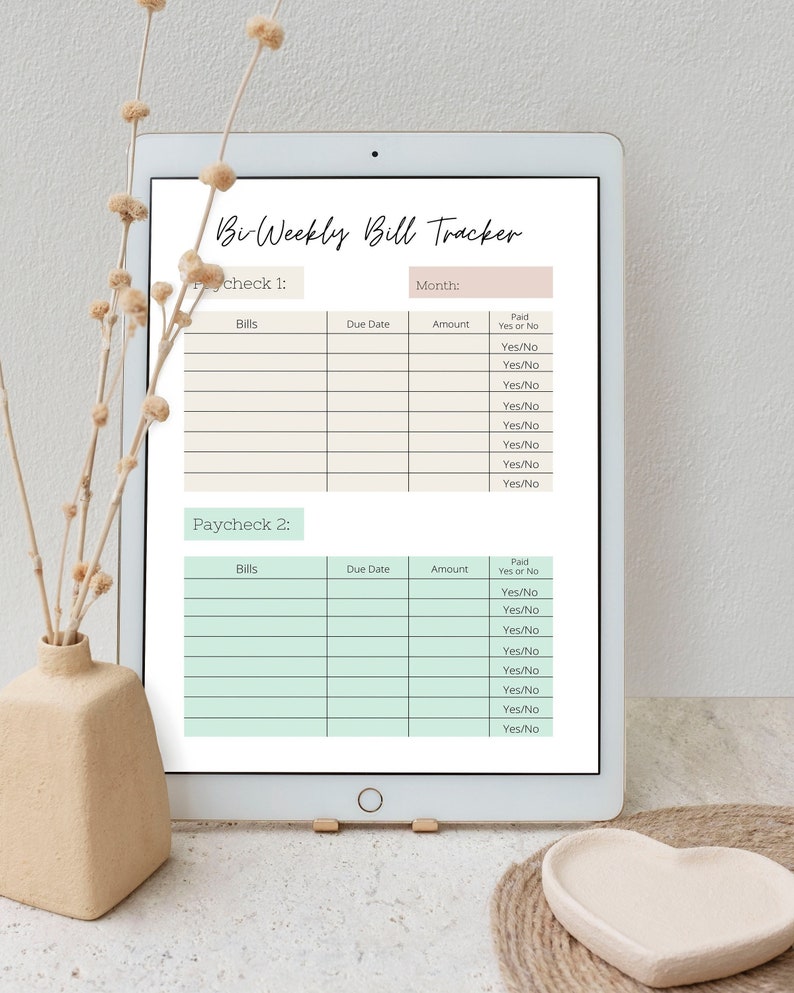 Paycheck Template | Bill Tracker Template | Bi-weekly Bill Tracker ...