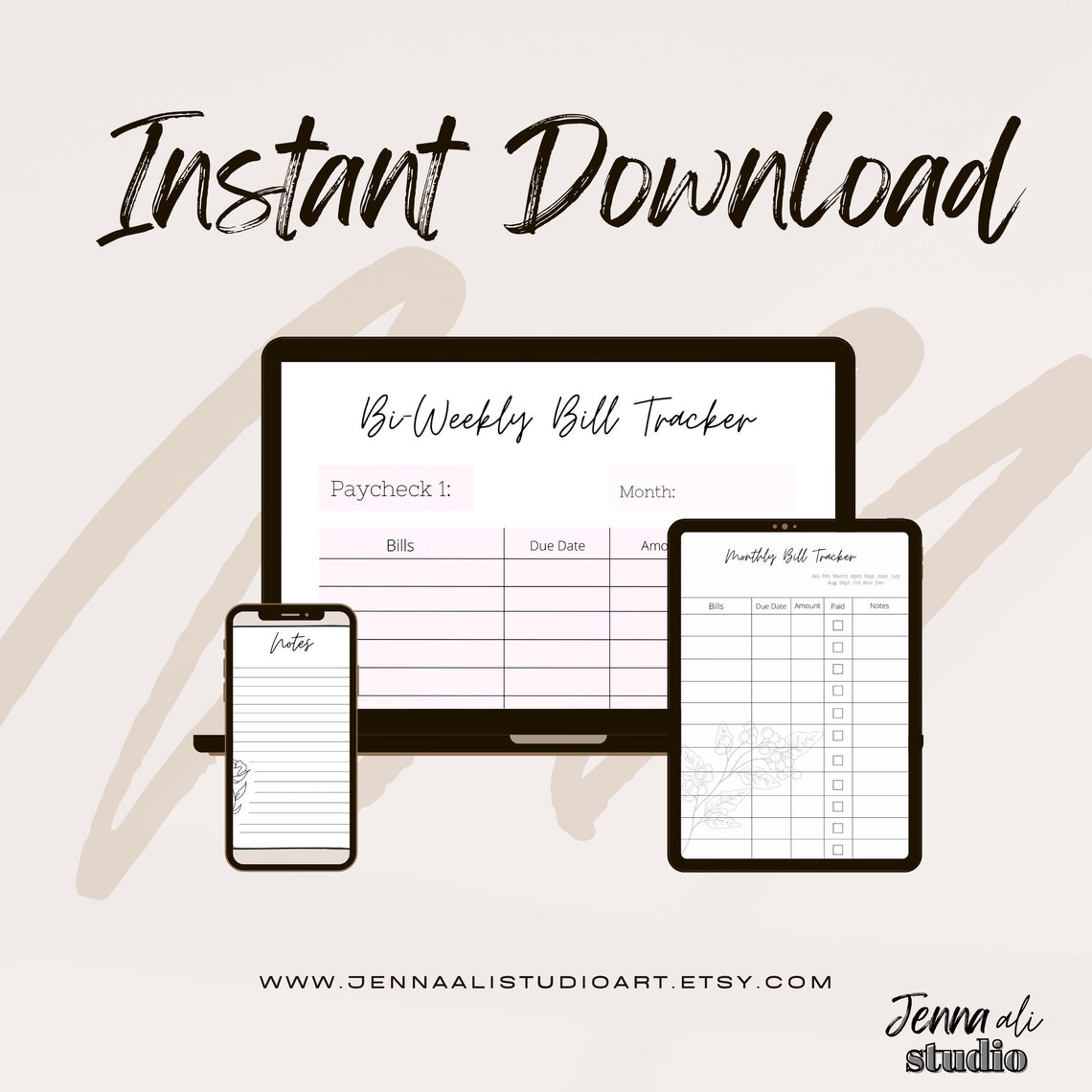 Paycheck Template| Bill Tracker Template | Bi-weekly Bill Tracker ...