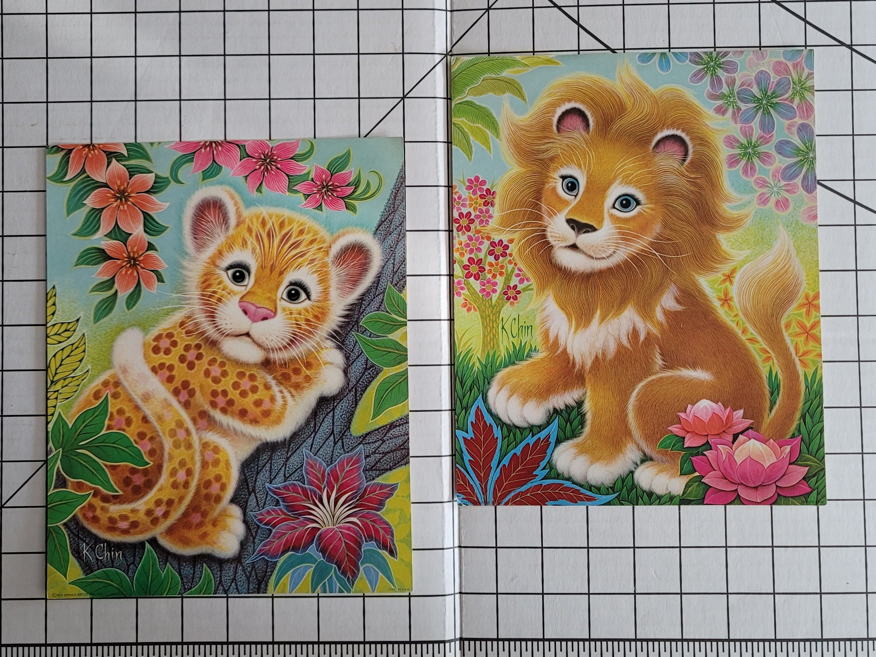 Vintage K Chin Art the Leopard and the Lion Prints, Donald Art Co., Inc ...