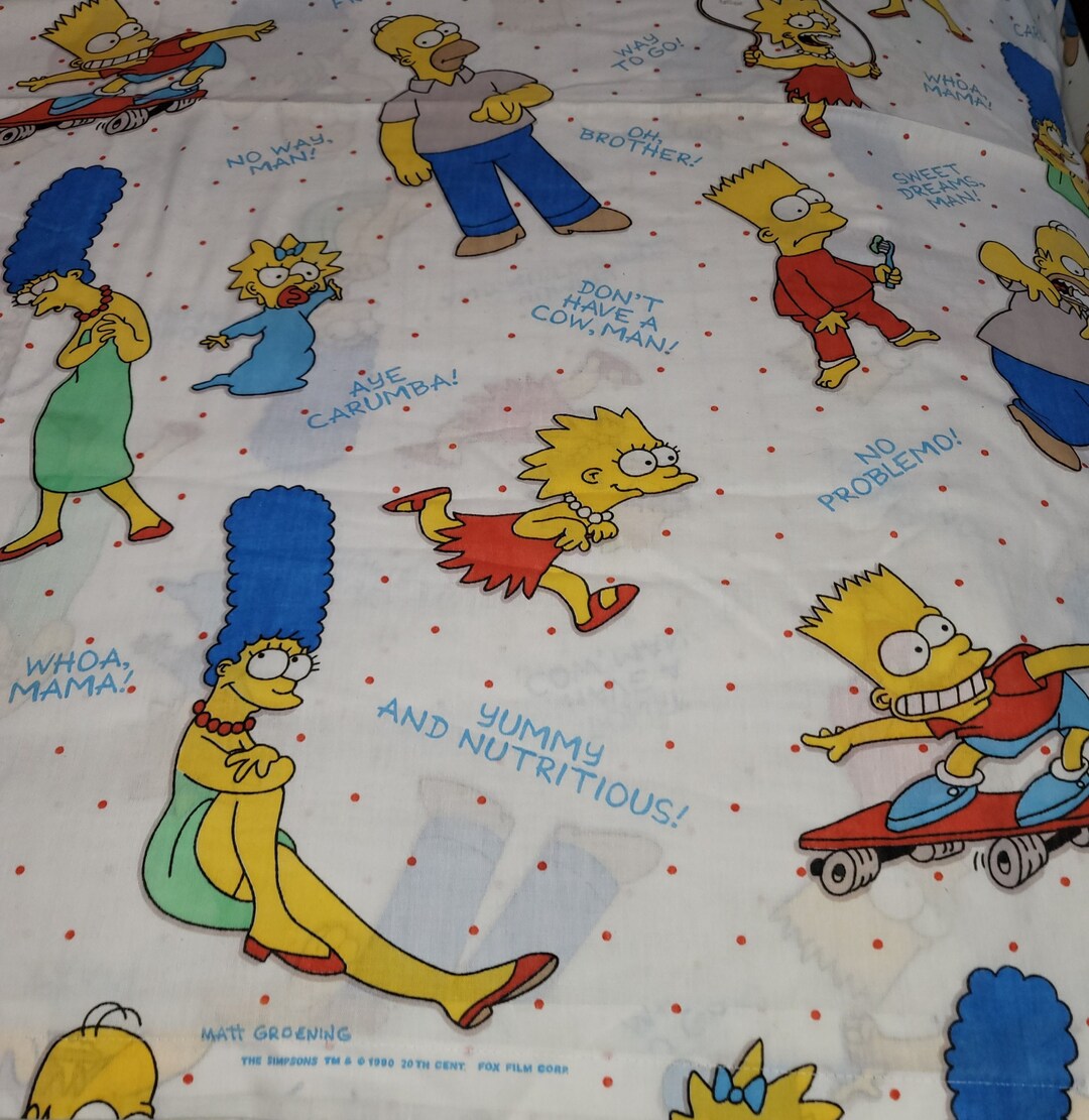 Vintage 1990's the Simpsons Twin Flat and Fitted Sheets Sheets Vintage ...