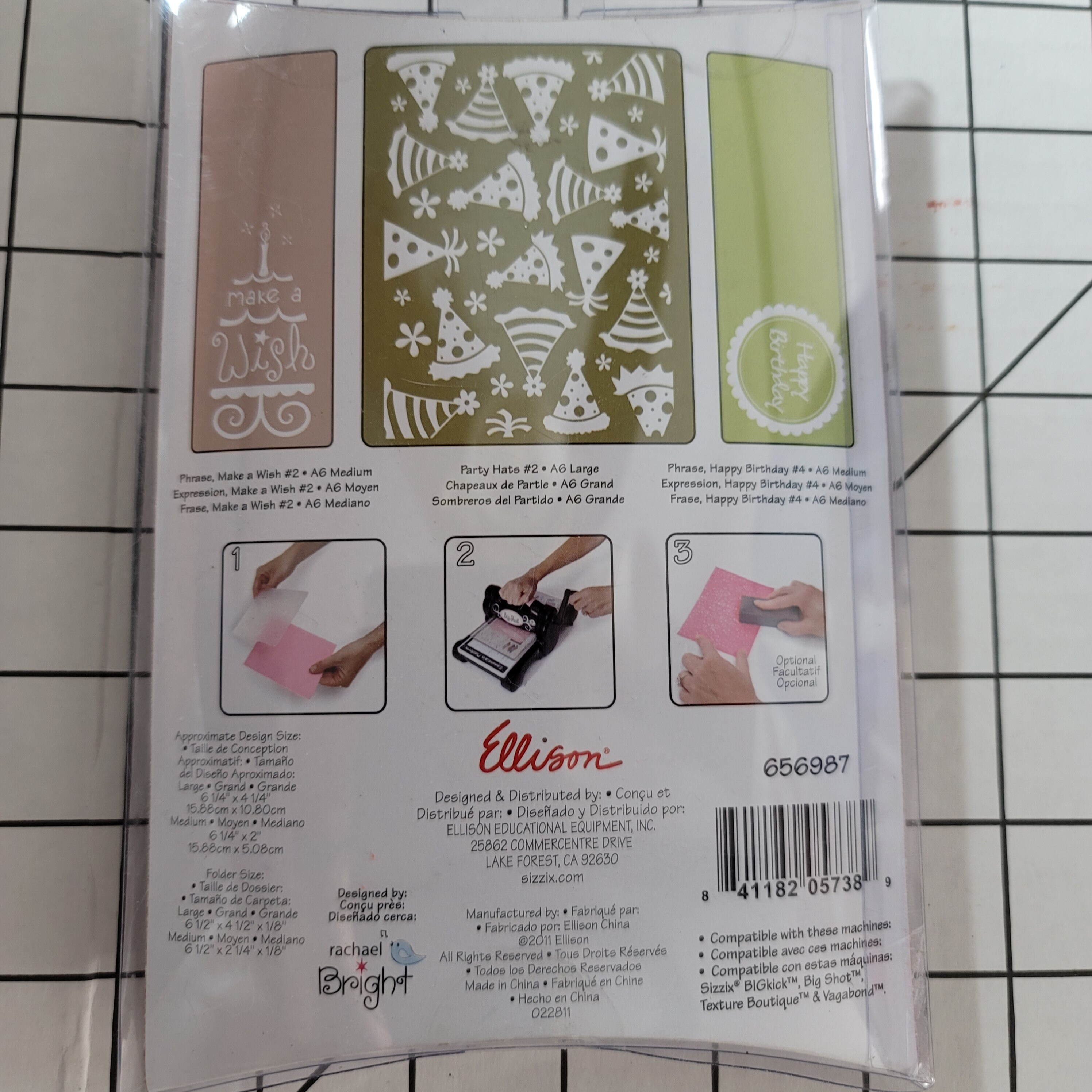 Embossing Folders Sizzix Birthday Set 5, Raspberry Frame Set, Scrolls ...