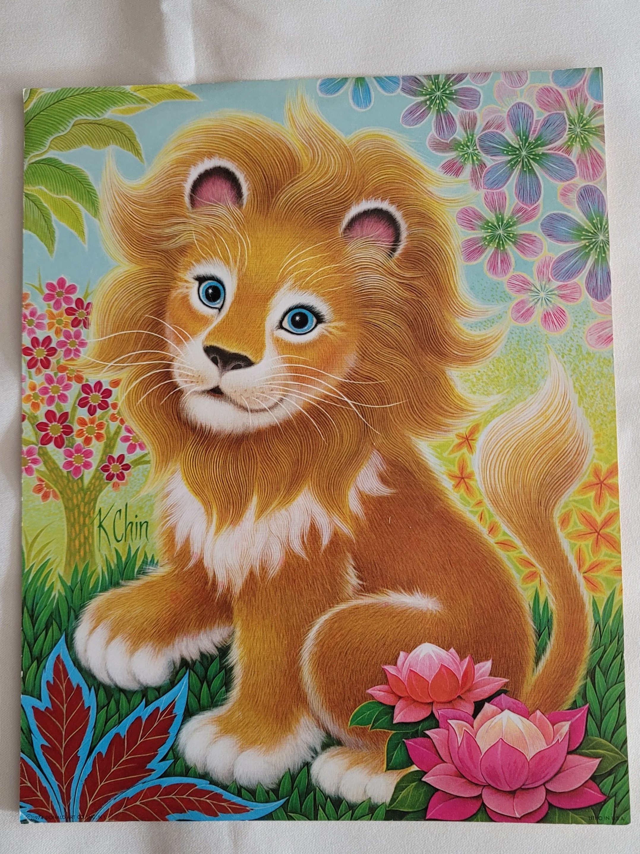 Vintage K Chin Art the Leopard and the Lion Prints, Donald Art Co., Inc ...