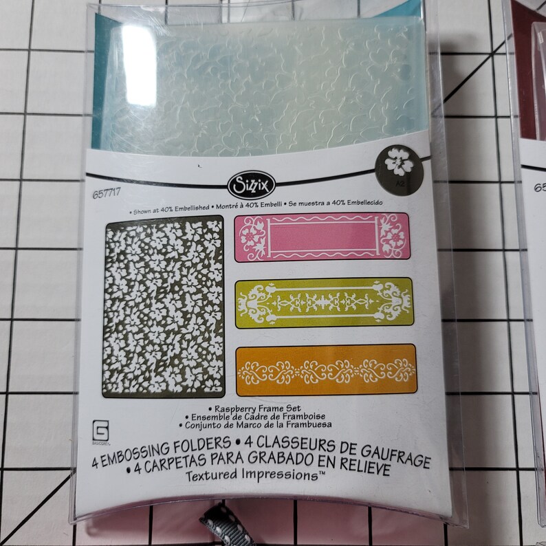 Embossing Folders Sizzix Birthday Set 5, Raspberry Frame Set, Scrolls ...