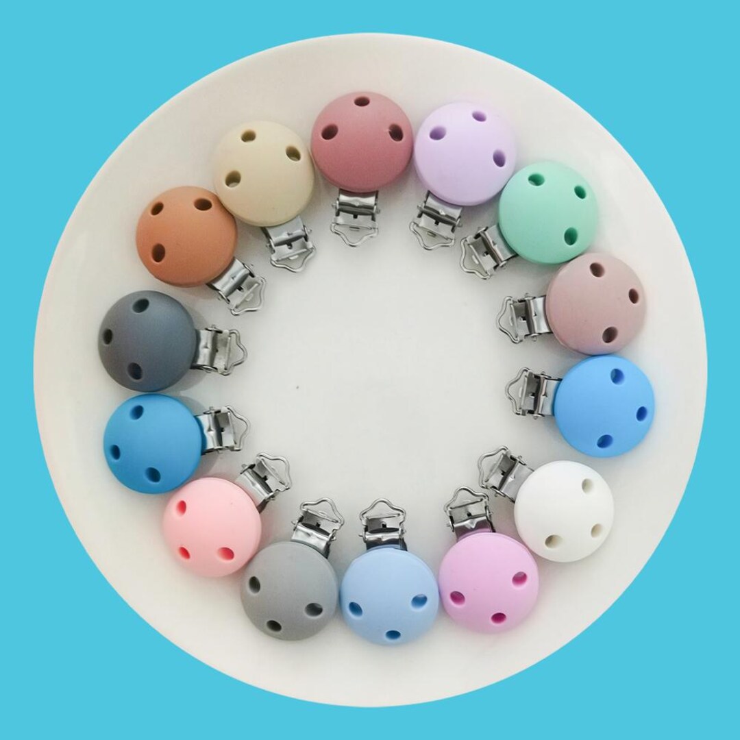 35mm Round Silicone Pacifier Metal Clip, Silicone Clip, Stainless Steel ...