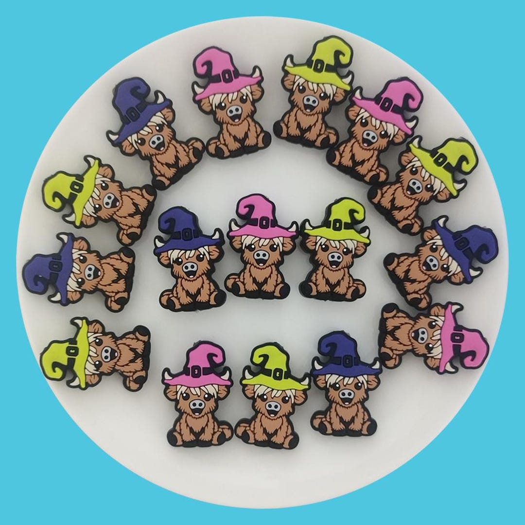 Highland Cow With Wizard Hat Silicone Focal Beads,bulk Halloween ...
