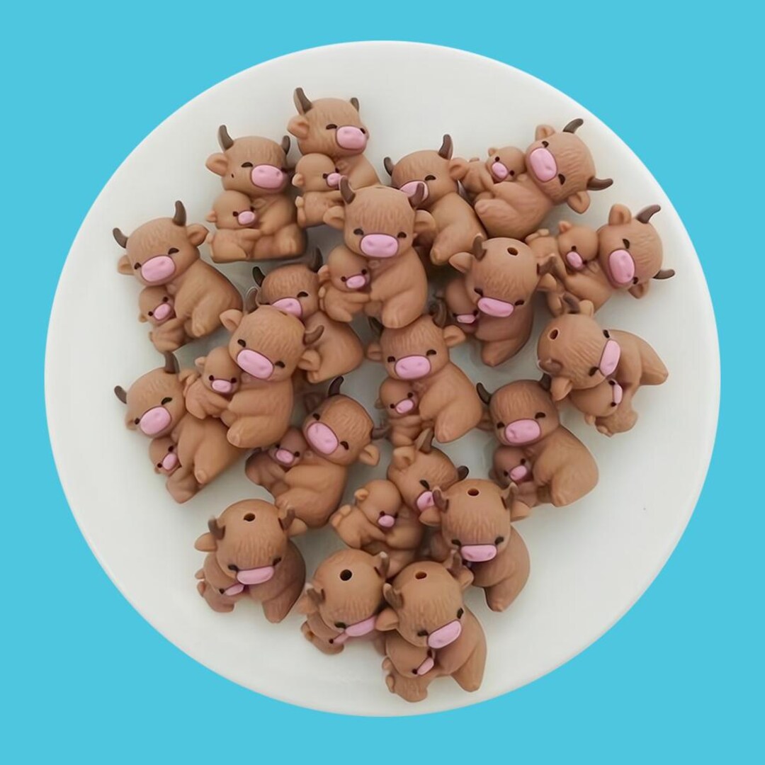 3D Highland Cow Focal Beads, 3D Animal Silicone Beads,animal Hugging ...