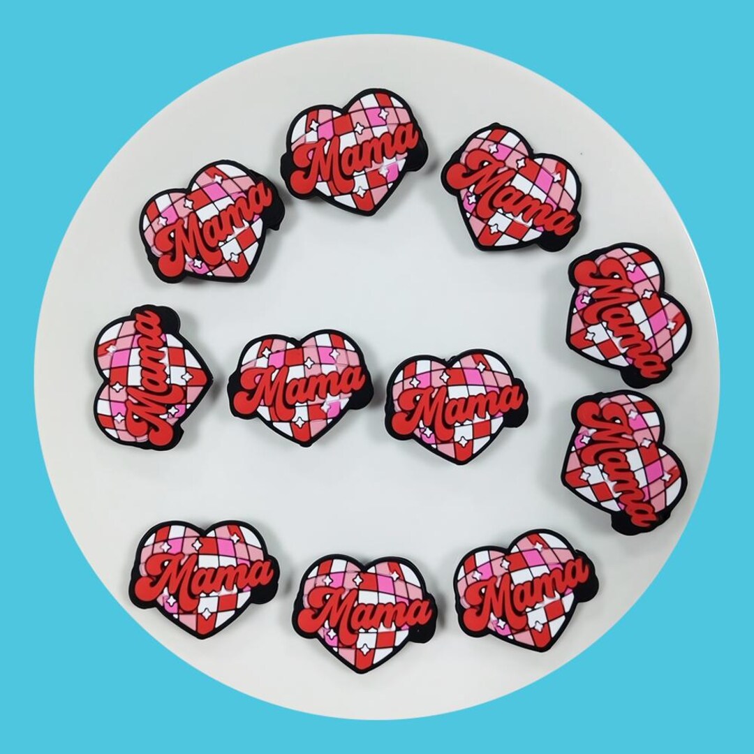 Checkered Heart Mama Silicone Focal Beads,valentine's Day Beads,diy ...