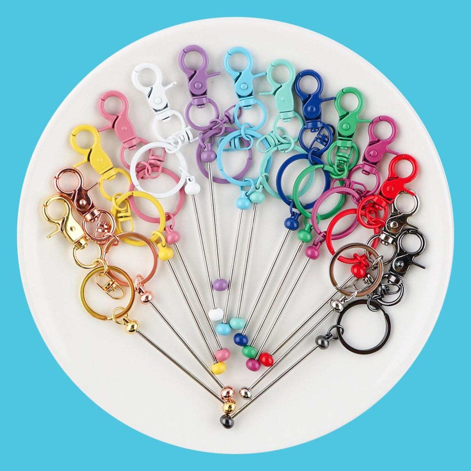 15 Color Beadable Keychain With Matching Bars,keychain DIY Supplies - Etsy
