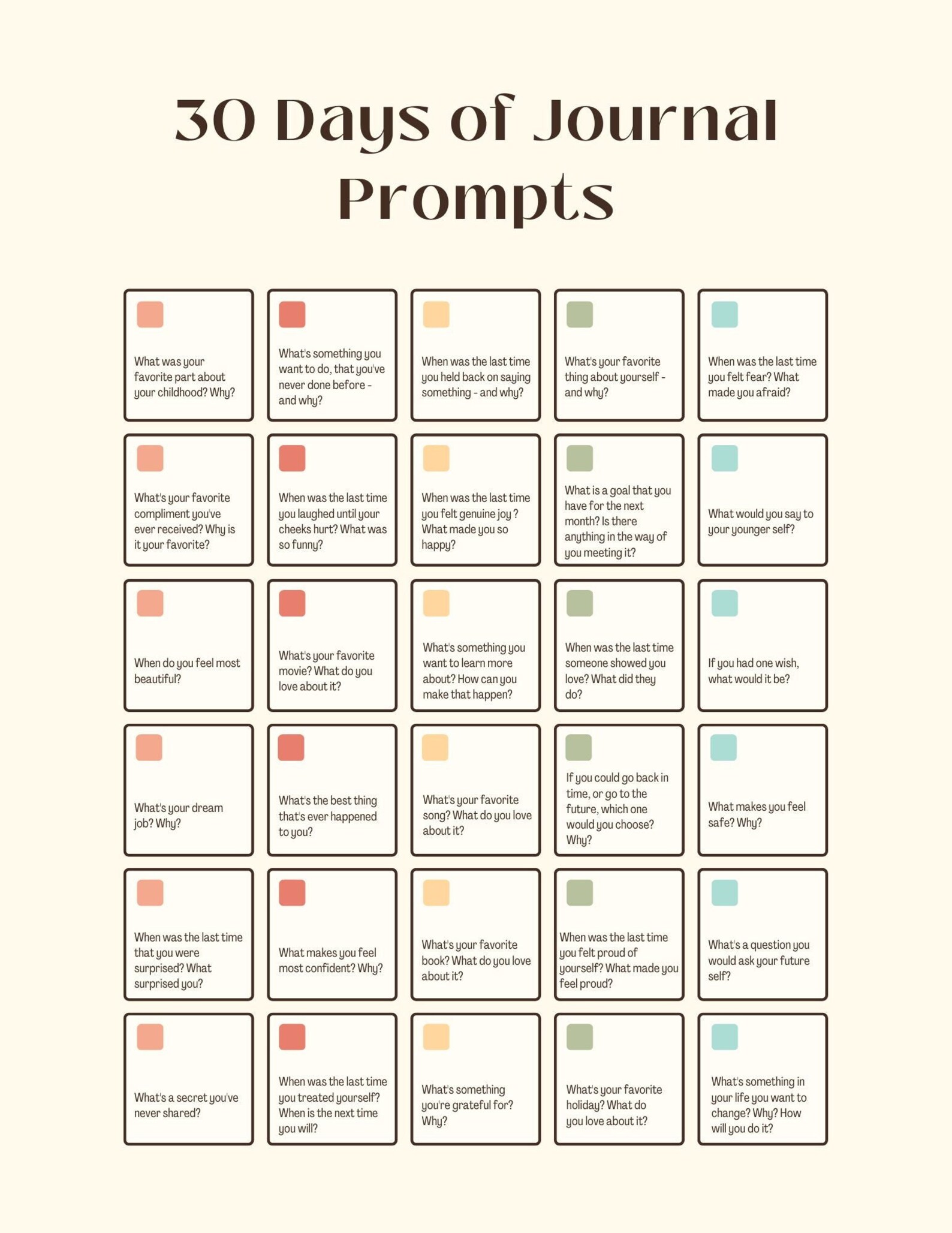 30 Journal Prompts - Etsy