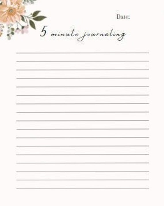 Daily 5 Minute Journal Printable Fillable 5 Minute Journal | Etsy