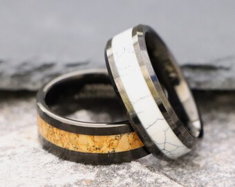 Yellow Gold Wedding Band Mens Engagement Ring Zebra Wood Yellow Gold Wedding Band Mens Engagement Ring Zebra Wood