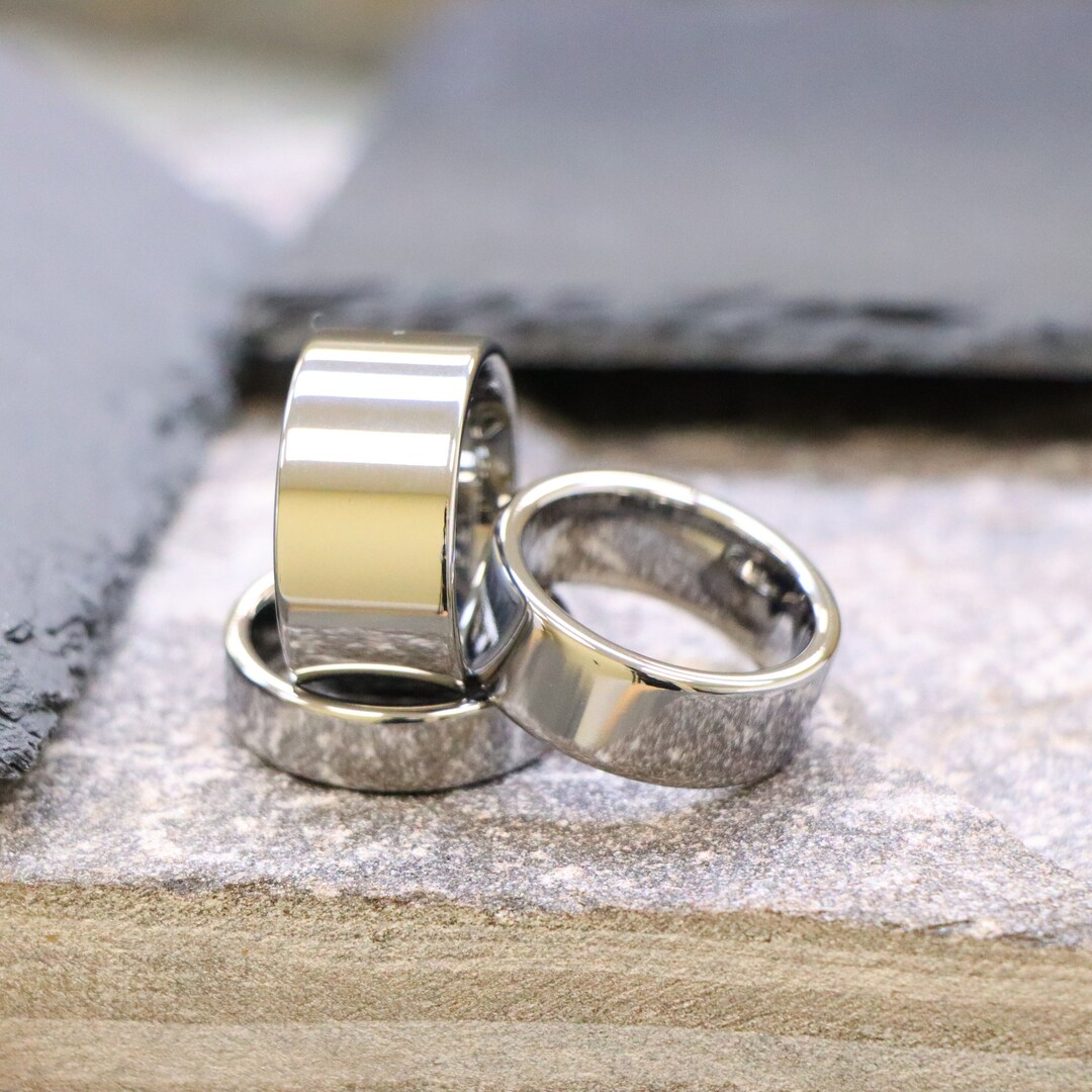 Tungsten Engagement Ring, Couple Rings, Silver Wedding Ring, Bride and ...