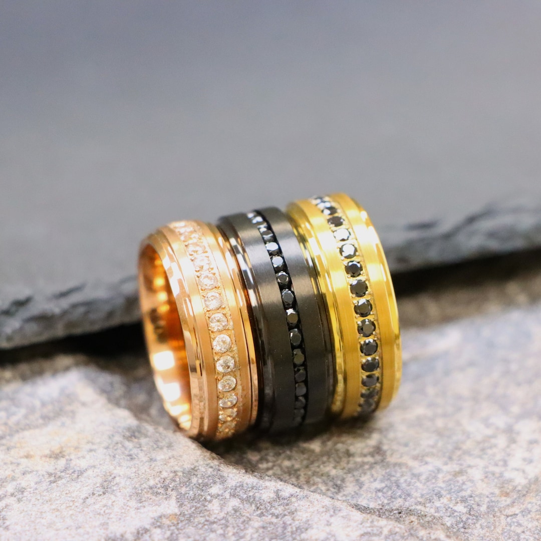 Comfort Fit Ring, Grooms Wedding Ring, Womens Ring, 8mm Black Tungsten ...