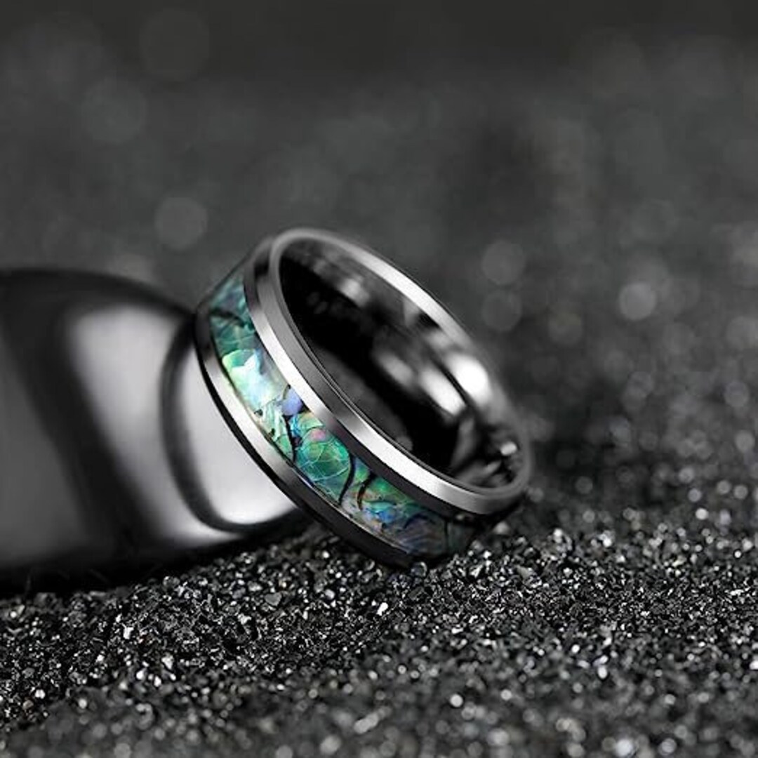Abalone Ring Mens Wedding Ring 8mm Men's Engagement Band - Etsy